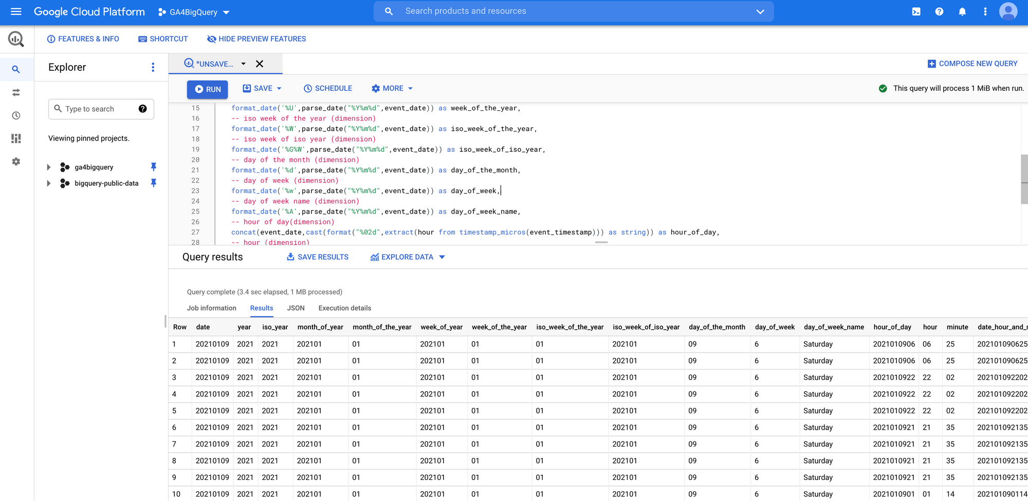 Date and time: dimensions & metrics (GA4)