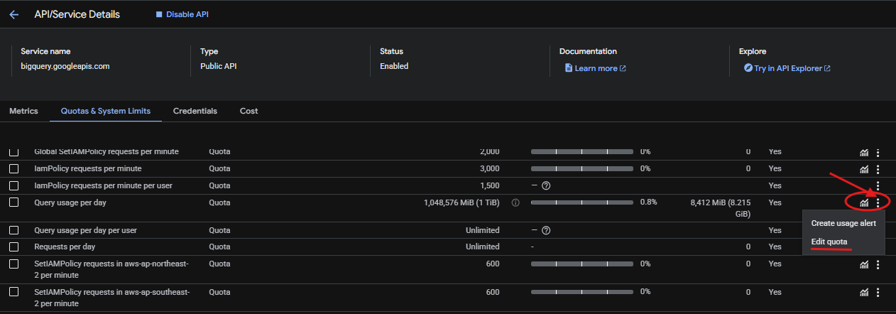 How to set your usage quota in BigQuery to avoid excess cost