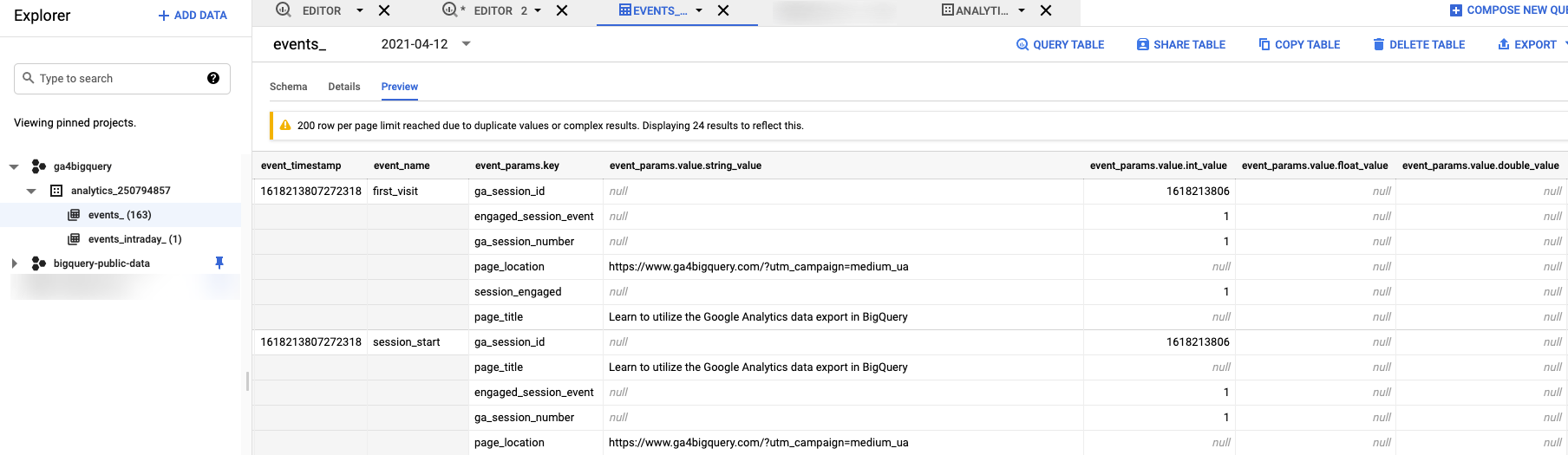 How to deal with string, integer and float GA4 event parameter values in BigQuery using the ...