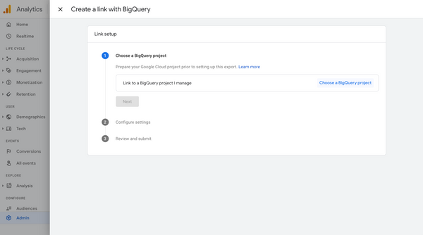 How to set up BigQuery linking in your Google Analytics 4 property