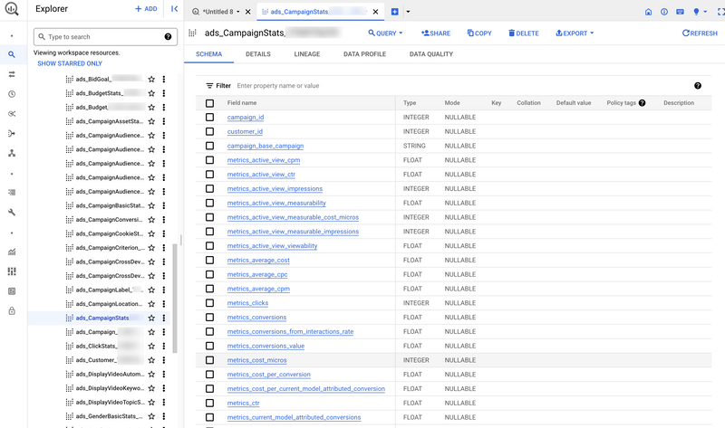 How to set up the Google Ads data transfer to BigQuery